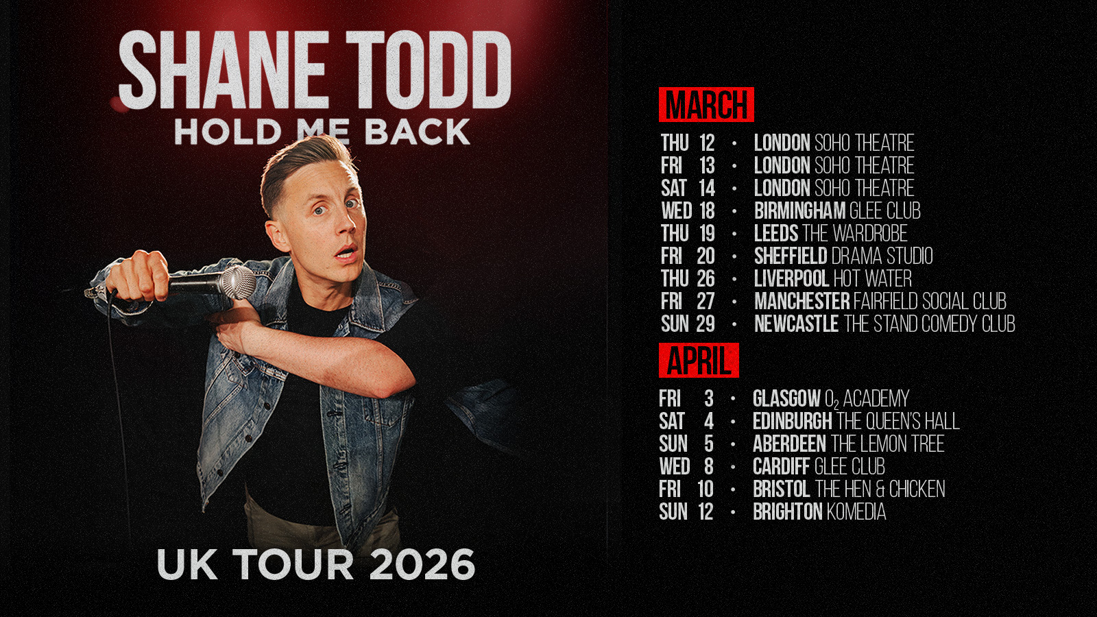Tour Dates For Shane Todd in UK and Europe